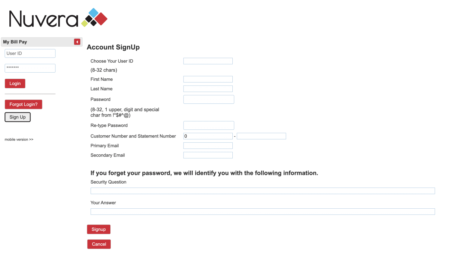 Online Account Setup - Nuvera